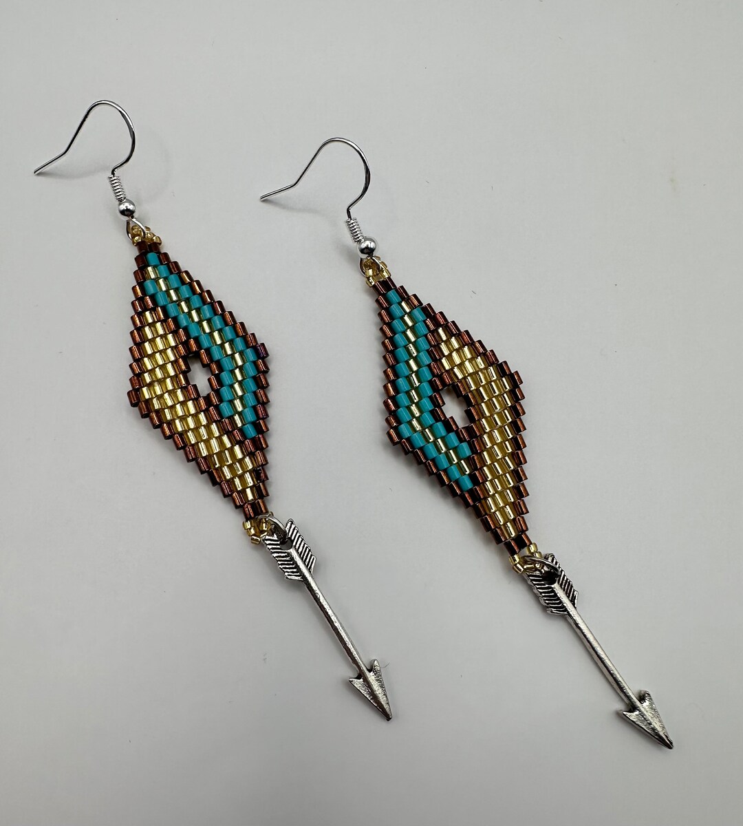 Beaded Diamond Shaped Earrings - Etsy