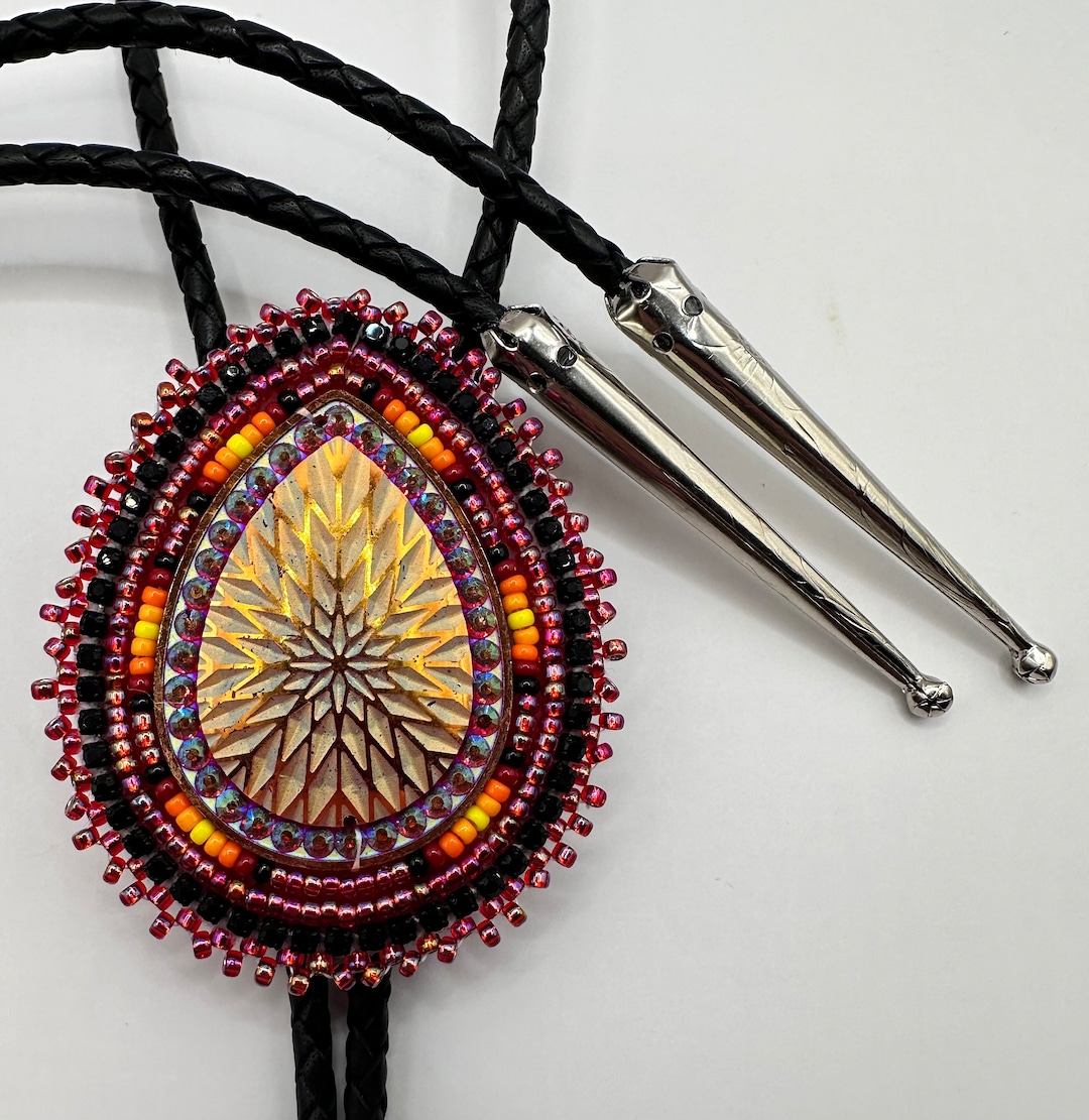 Handmade Teardrop Red Beaded Bolo Tie - Etsy