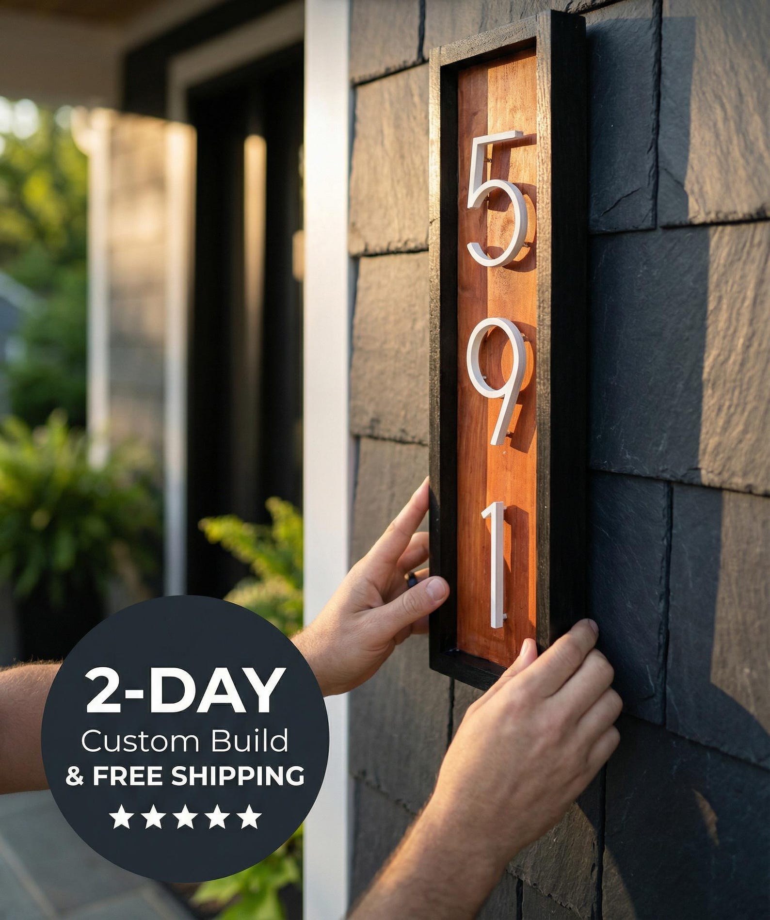 Custom House Number Sign – Wood Plaque With Metal Numbers - Etsy