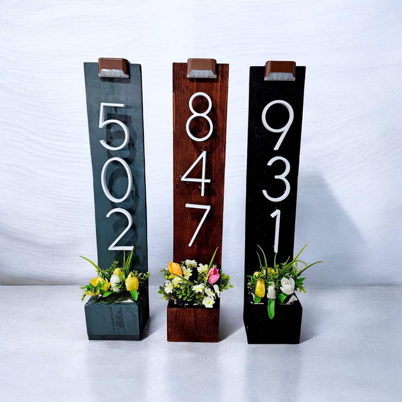Rustic Address Sign Planter Box: Metal Numbers, Wood Welcome Sign - Etsy