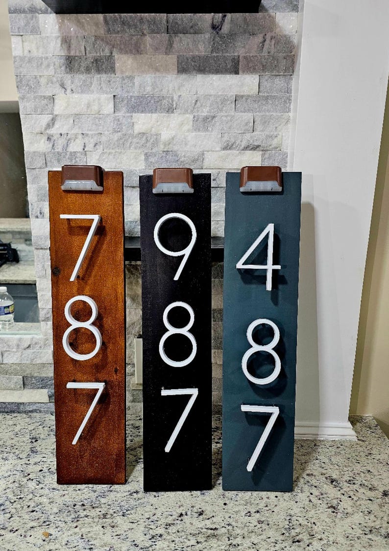 Solar LED House Number Sign: Vertical Illuminated Address Plaque - Etsy ...