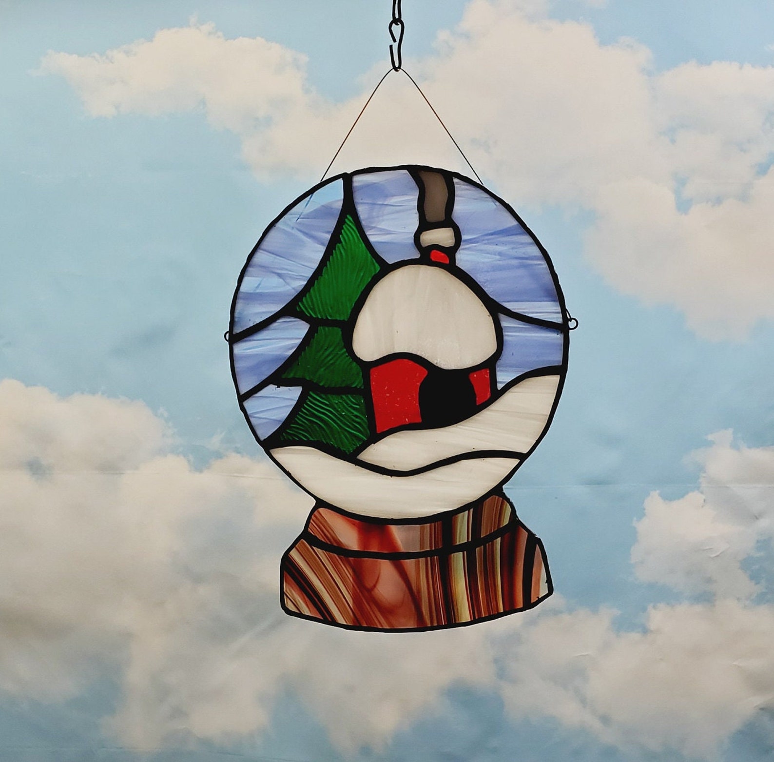 Snowglobe Stained Glass , Christmas Window Decor - Etsy