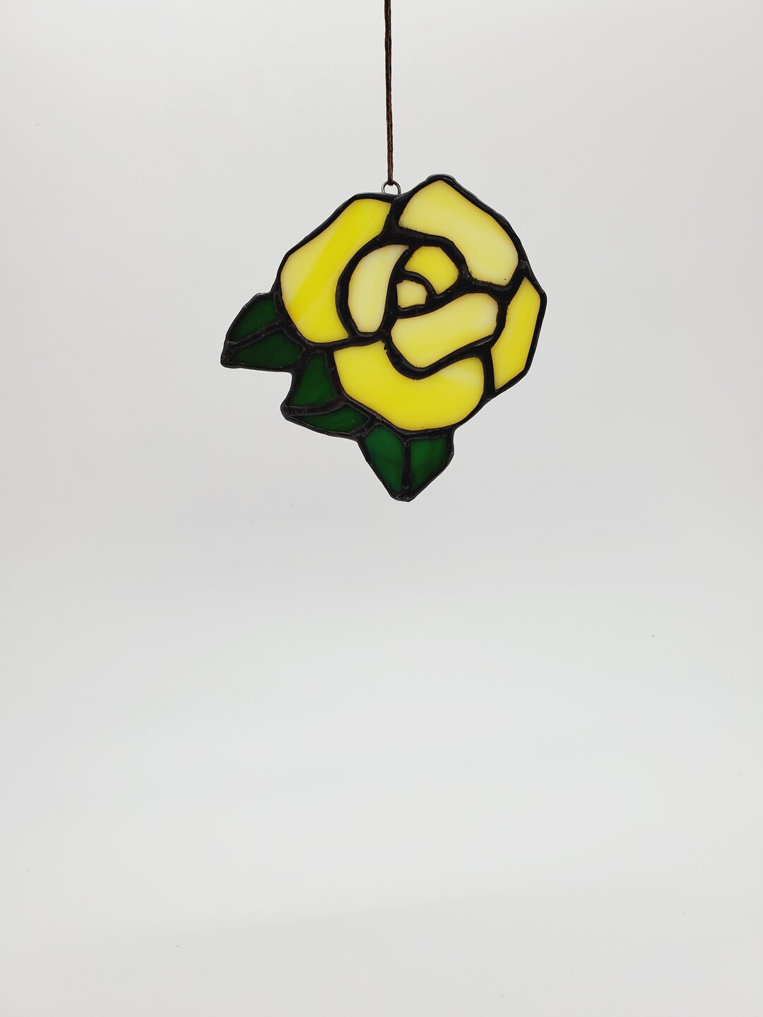 Stained Glass Rose, Flower With Leaves, Deaf Artist, Flower Love Gift ...