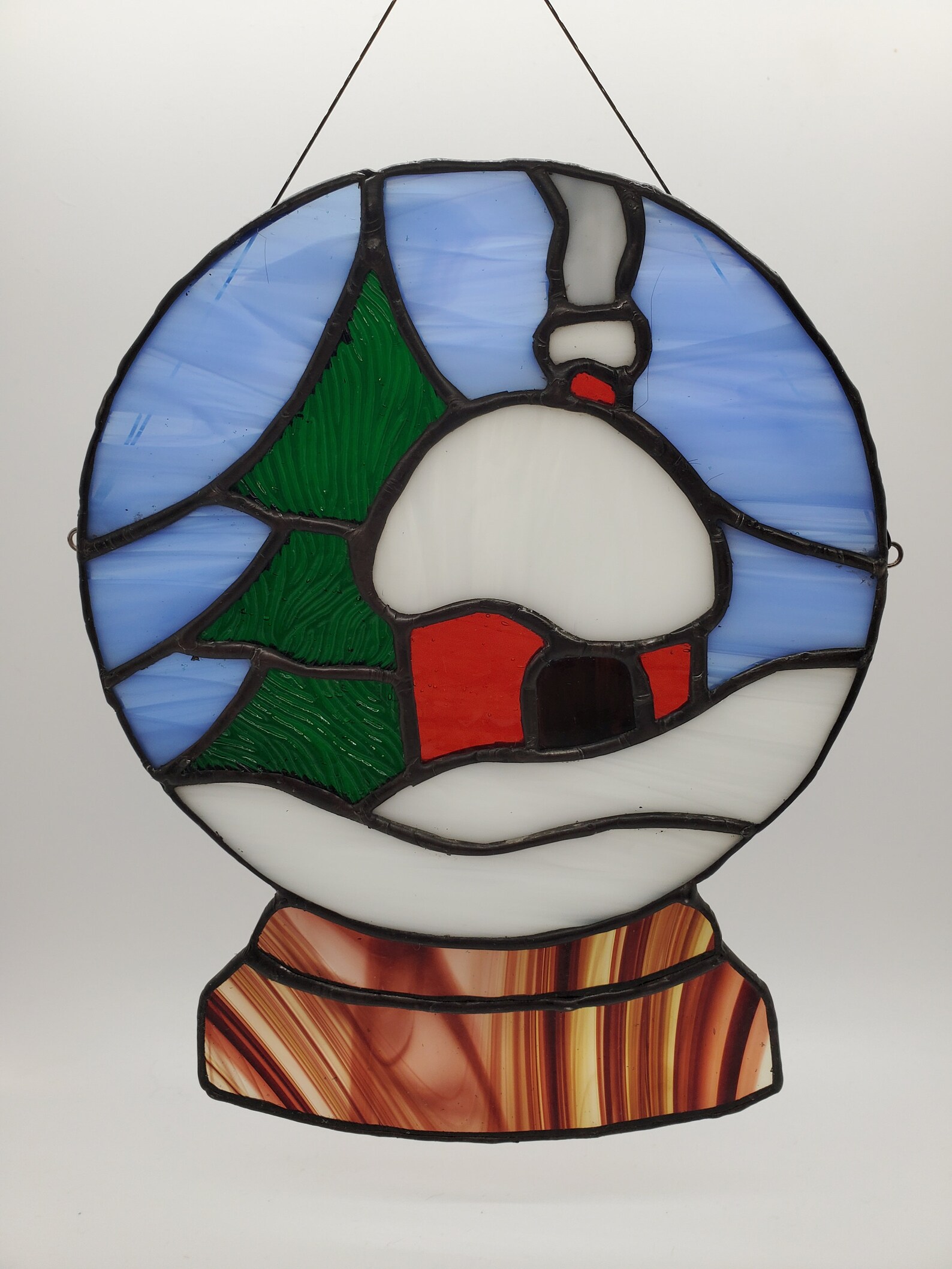 Snowglobe Stained Glass , Christmas Window Decor - Etsy