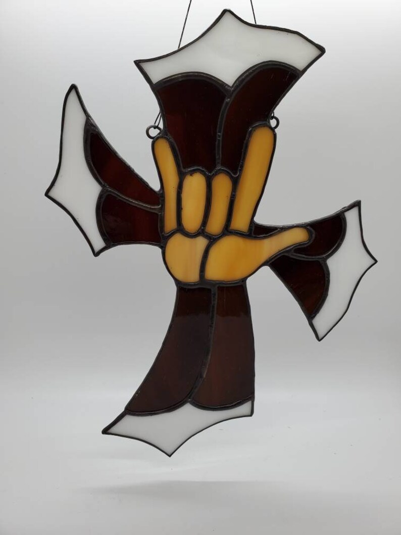 ASL I Love You, Ily Asl, Stained Glass Cross, ASL Gift, I Love You ...