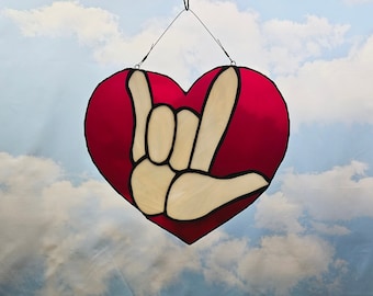 ILY American Sign Language I Love You ASL Deaf Stained Glass Glass Art ...