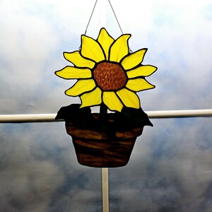 Handmade Stained Glass Sunflower in the Pot, Gift for Green Thumb, Deaf ...