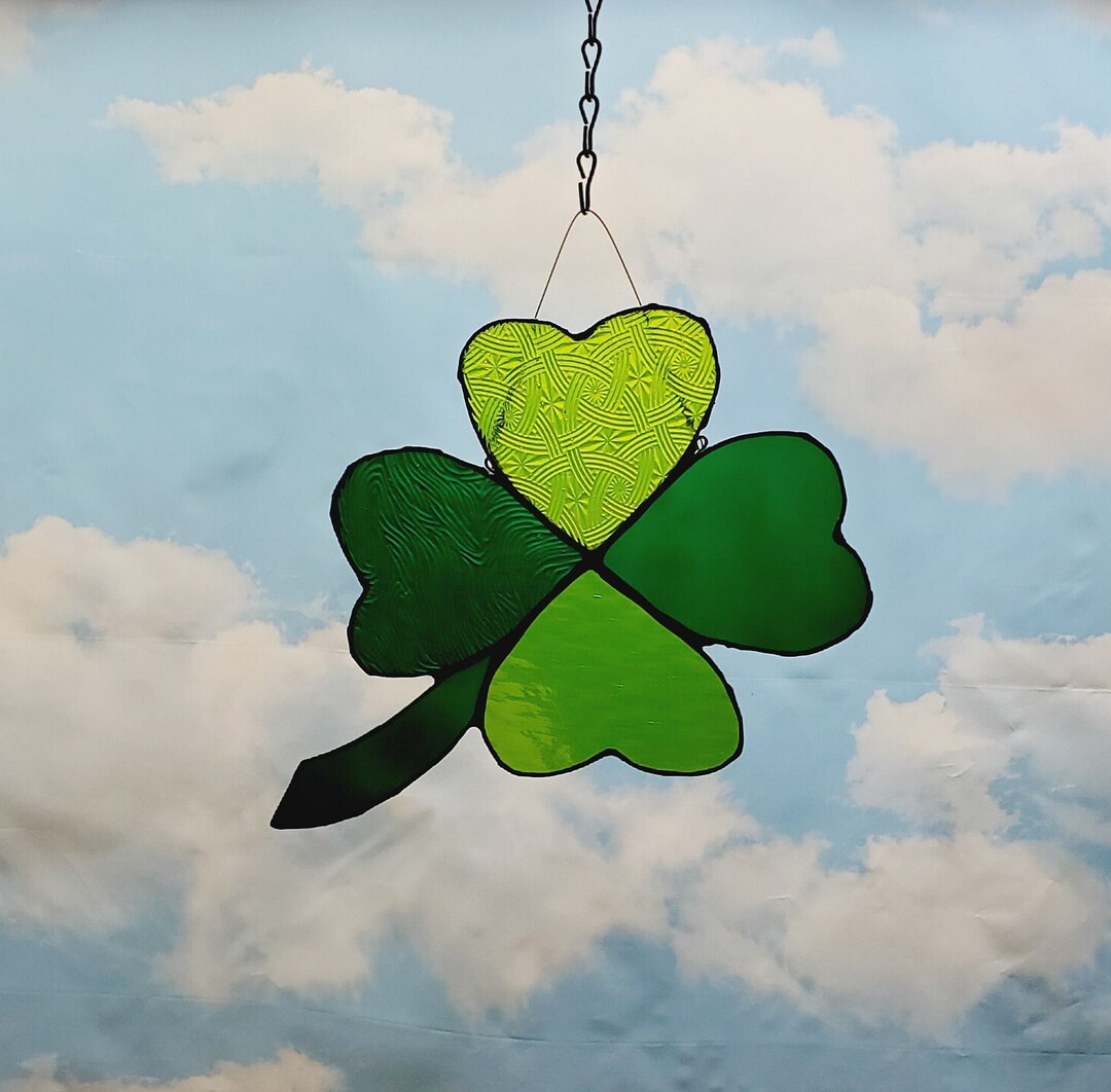 Stained Glass Clover, 4 Leaf Clover, St Patricks Decor, Gift for Her ...