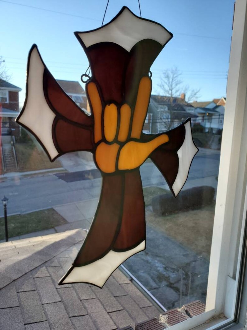 ASL I Love You, Ily Asl, Stained Glass Cross, ASL Gift, I Love You ...