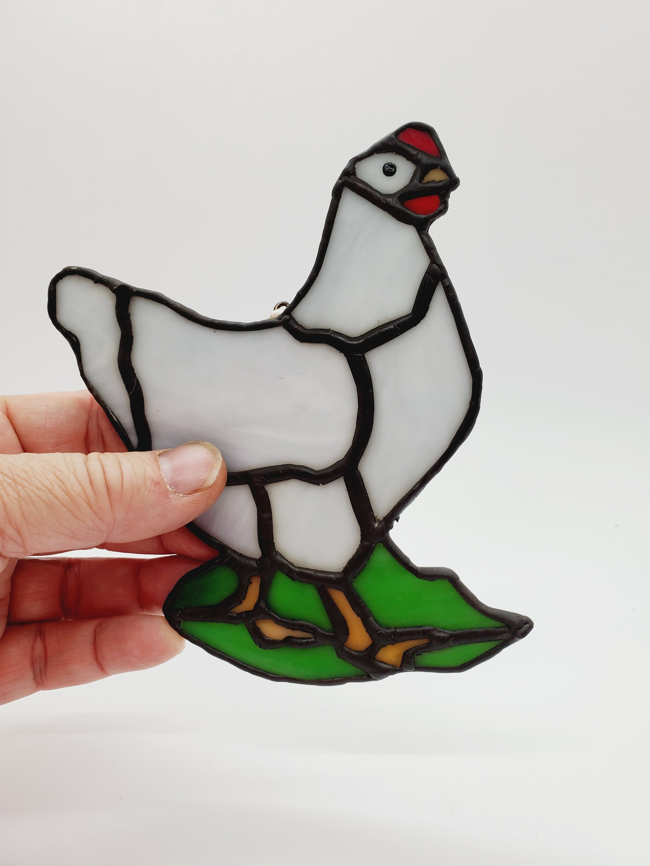 Stained Glass Chicken Chicken Window Decor Deaf Artist Etsy