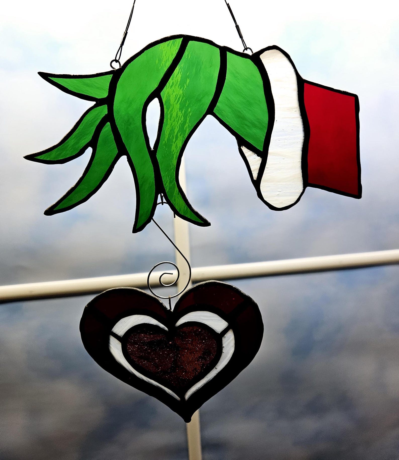 SOLD Stained Glass Grinch With Heart Grew 3 Sizes, Christmas Decor ...