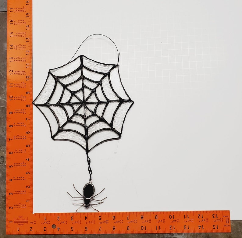 Stained Glass Spider Web, Spooky, Window Hanging, Halloween Decor ...