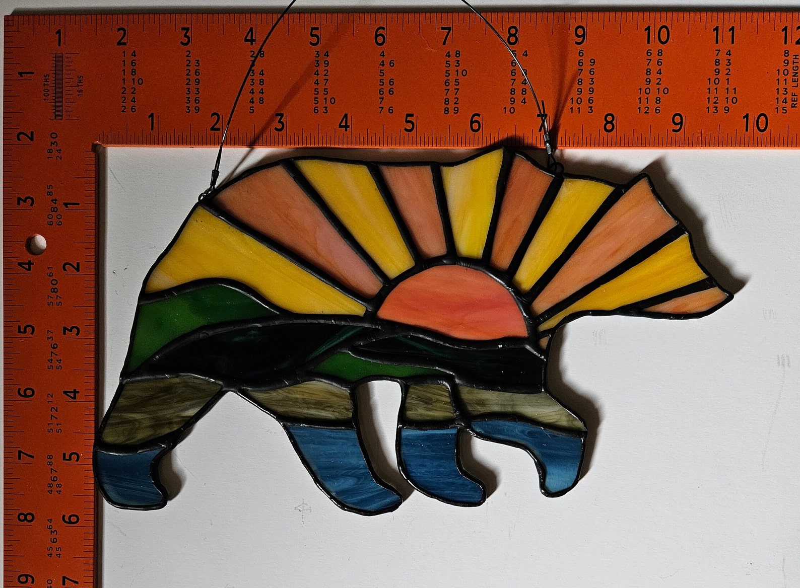 Handmade Stained Glass Bear Sunrise, Nature Scene, Deaf Artist, Sun ...