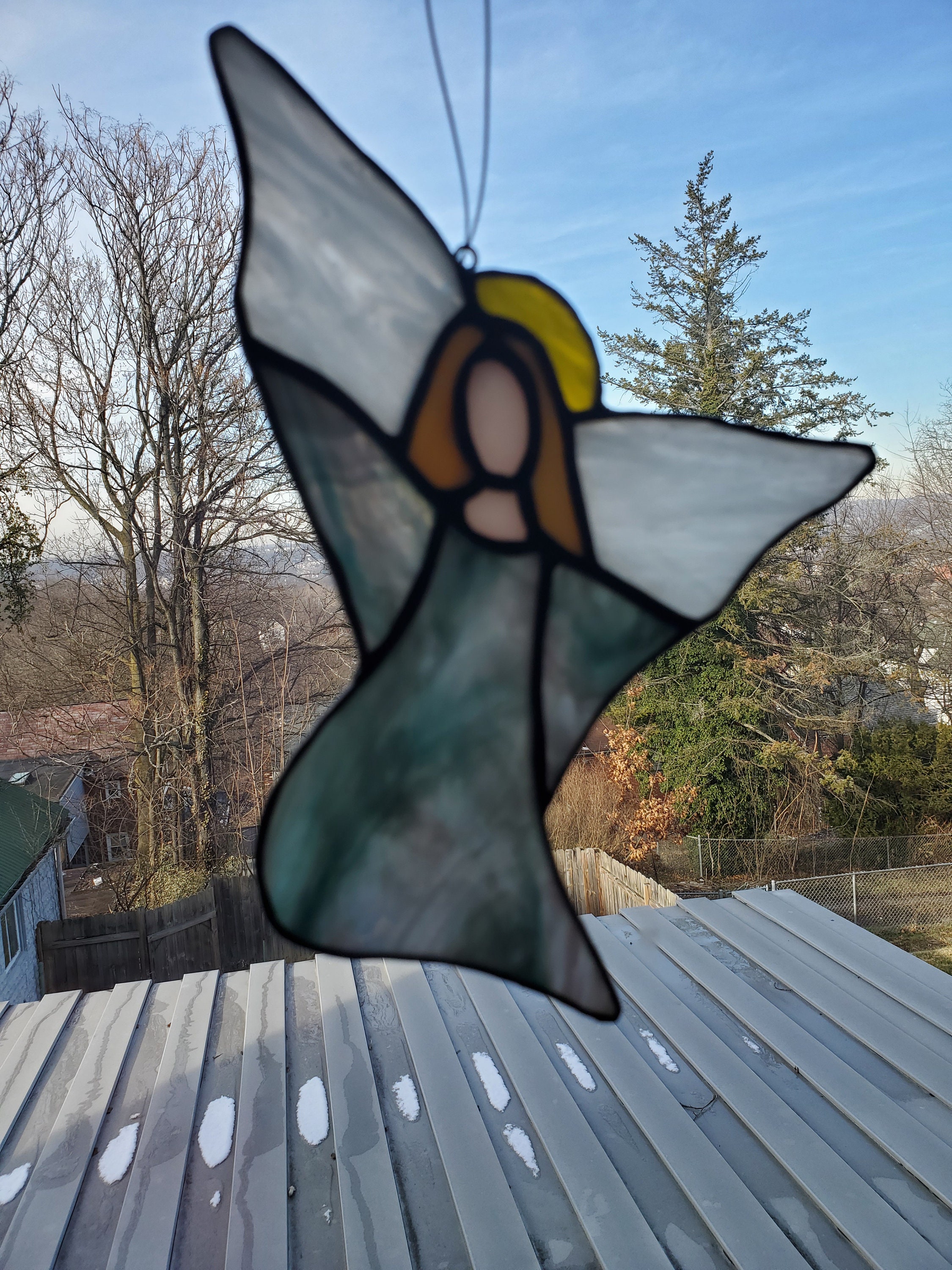 Angel "sunny" Stained Glass Suncatcher, Window Hanging Art - Etsy