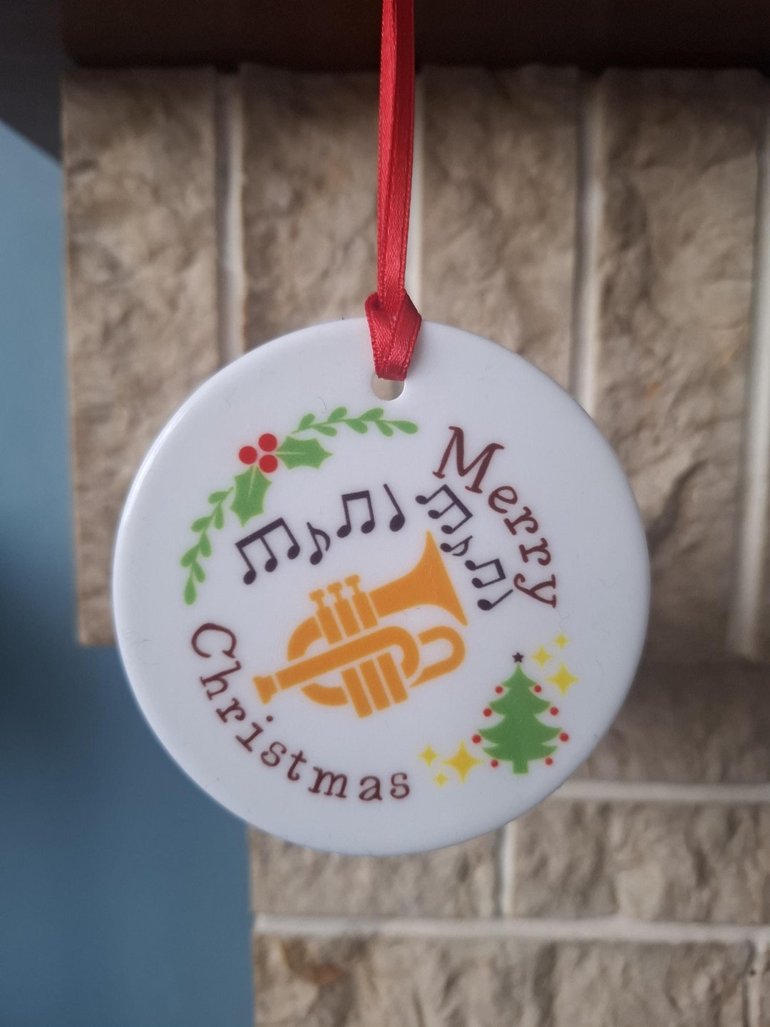 Trumpet Christmas Tree Decoration With Lovely Music Christmas Design - Etsy