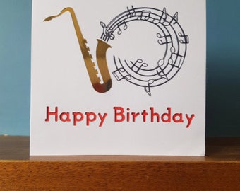 Saxophone Birthday Card - Etsy
