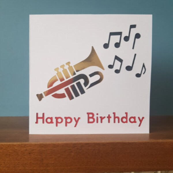 Trumpet Birthday Card - Etsy