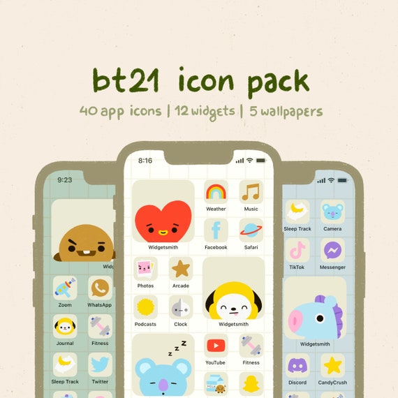 BT21 Phone App Icons Wallpapers BTS App Icons Kawaii - Etsy