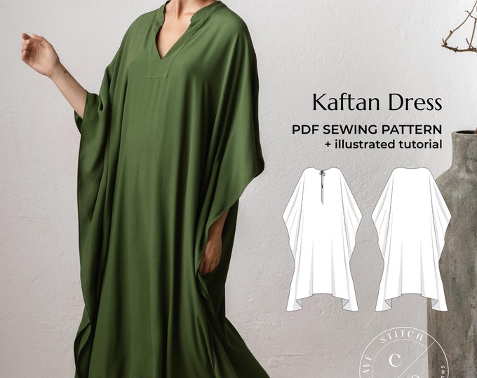 Caftan Sewing Pattern PDF: Summer Dress DIY Tutorial, Plus Size XXS-5XL ...