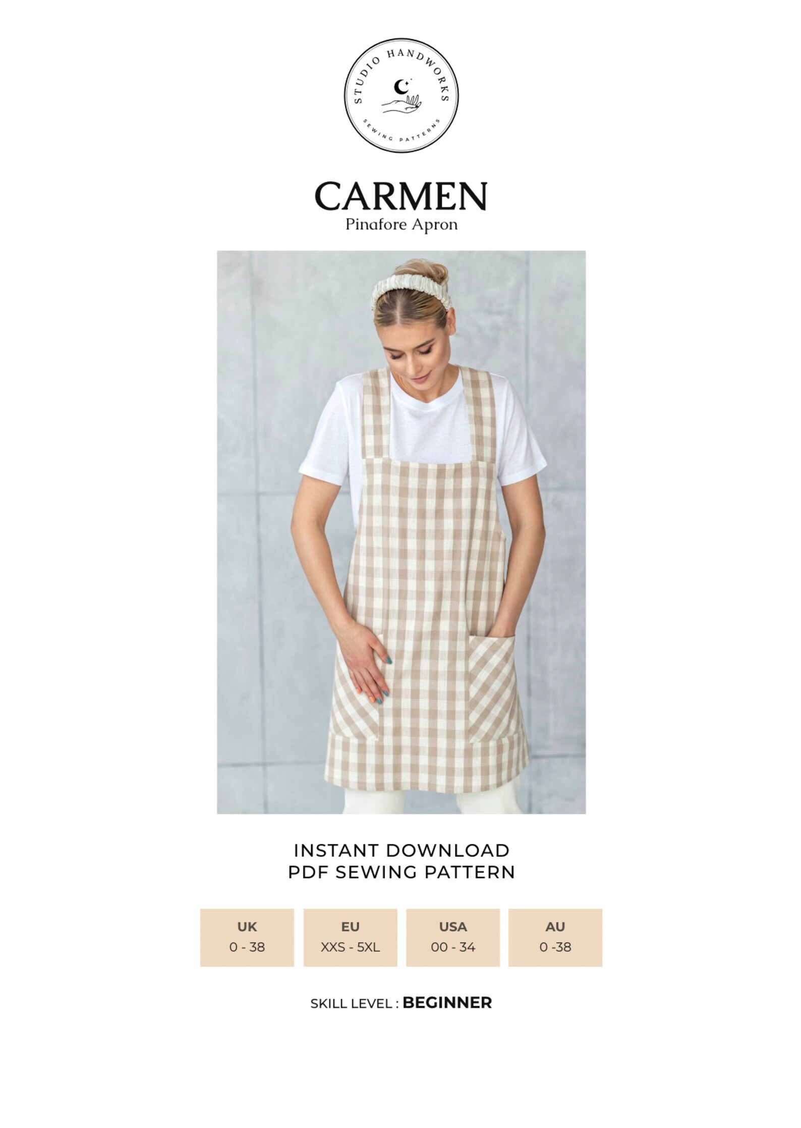 Apron PDF Sewing Pattern for Women Plus Size Pinafore Apron - Etsy