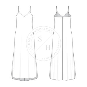 Slip Dress Sewing Pattern PDF / Midi Sundress DIY Tutorial / Beginner ...