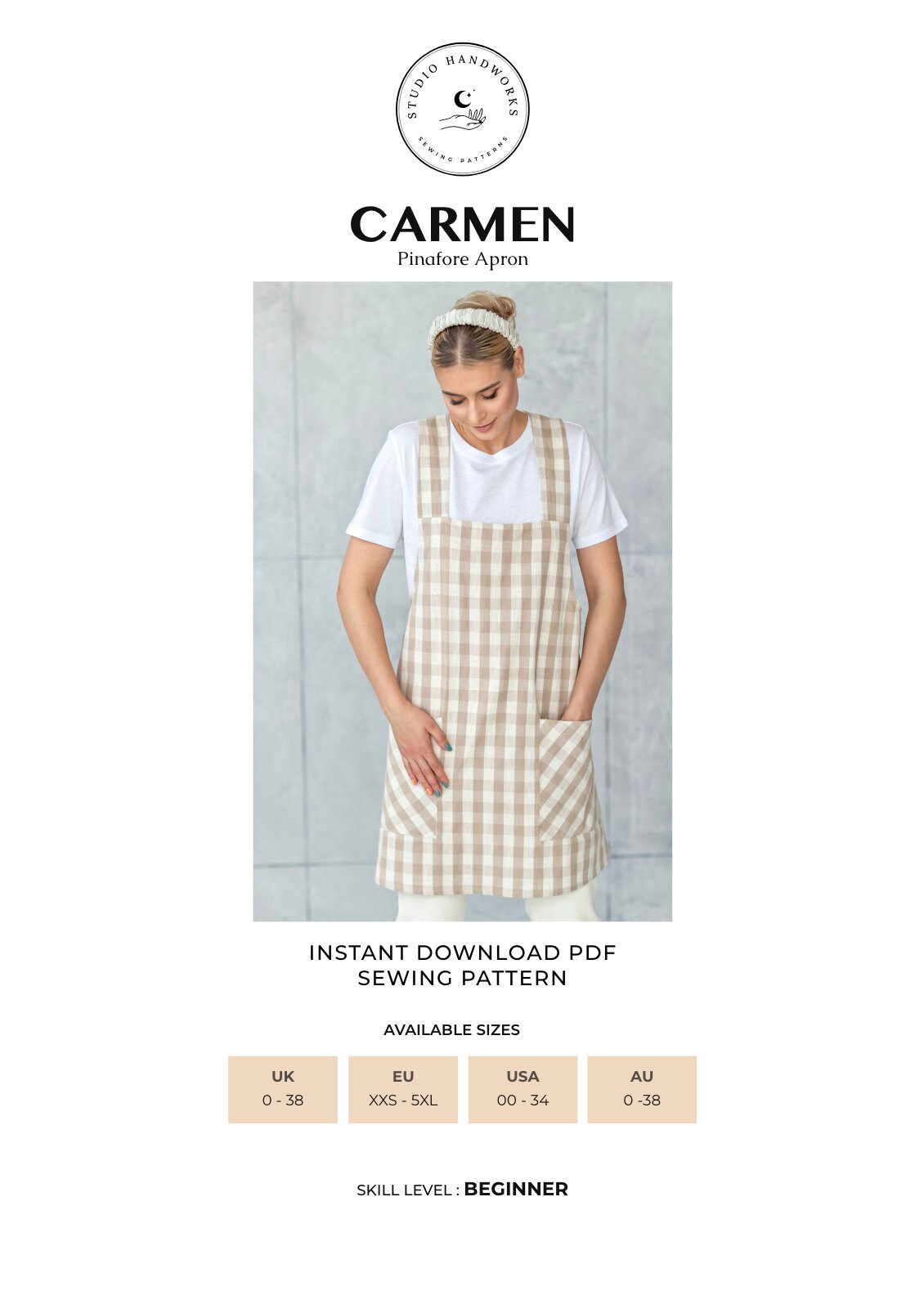 Apron PDF Sewing Pattern for Women Plus Size Pinafore Apron | Etsy