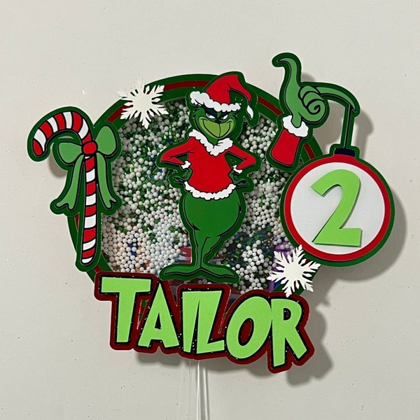 Grinch Shaker Cake Topper - Etsy