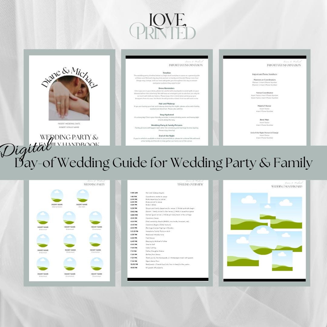 Day-of Wedding Guide Editable Template, Wedding Day Binder and Planner ...