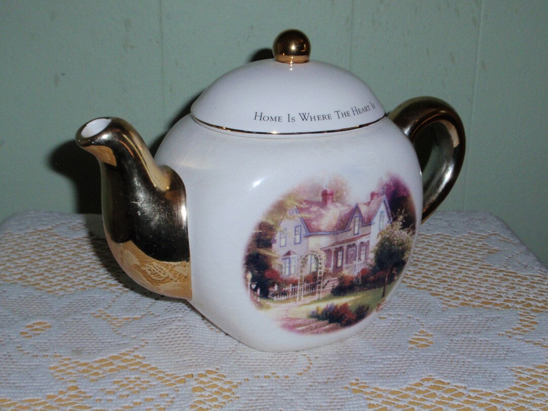 Vintage Thomas Kinkade Teapot Home is Where the Heart Is - Etsy