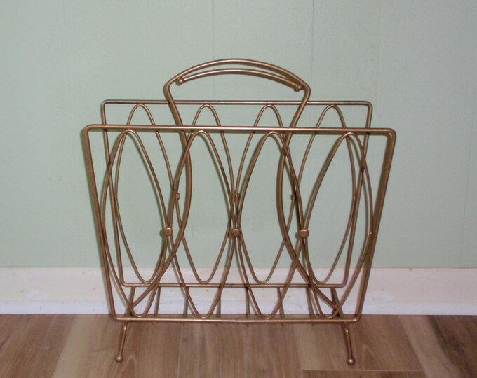 Vintage MCM Metal Magazine Holder 16" Wide X 17" Tall to Handle - Etsy