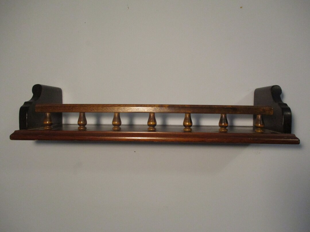 Ethan Allen Dark Wood Shelf With Front Rail and Plate Slot - Etsy