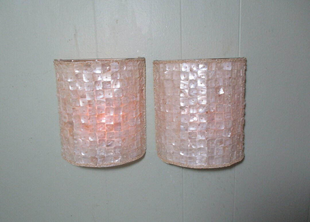 Vintage Mother of Pearl Look Candle Wall Sconces White 7 Tall X 6 Wide - Etsy