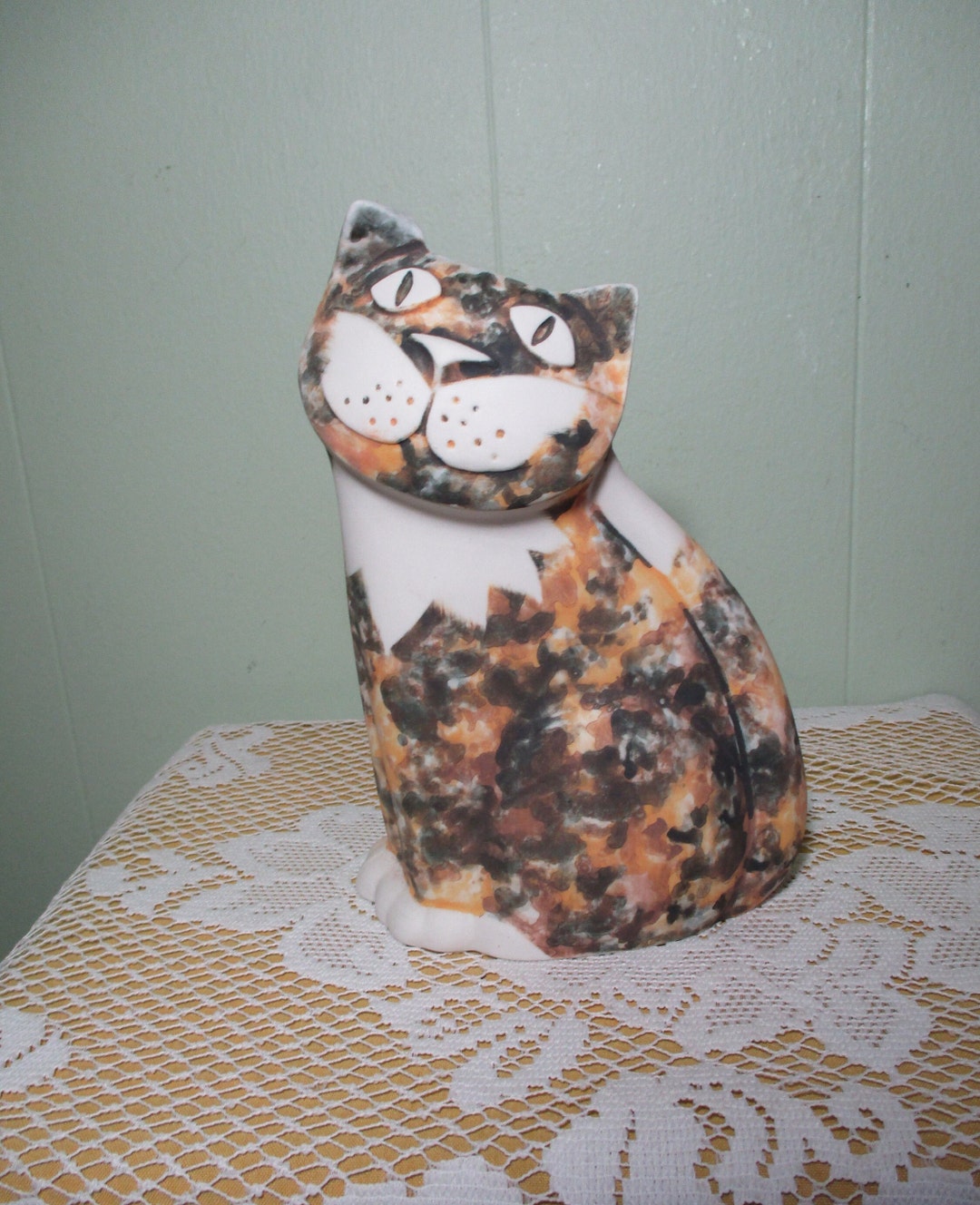 Vintage Cat Vase Dalton of Scotland Ceramic Calico Cat Vase Thin Cat 8. ...