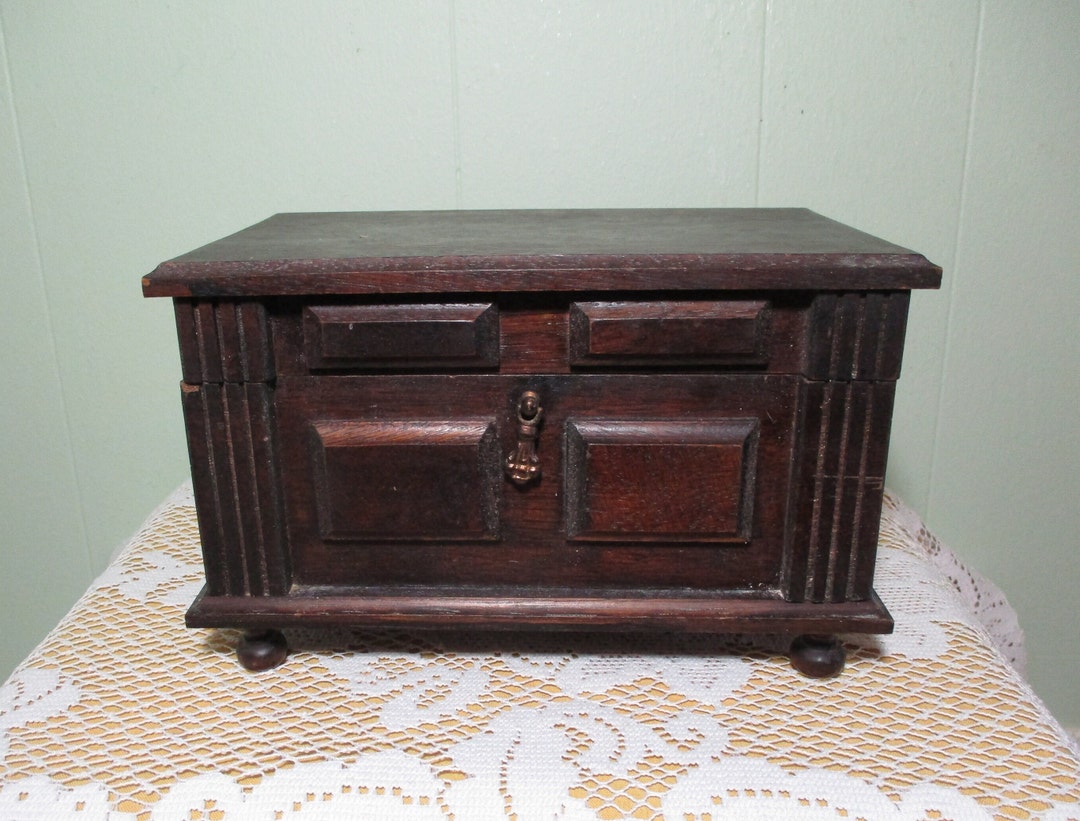 Vintage London Leather Wood Jewelry Music Box 70s - Etsy
