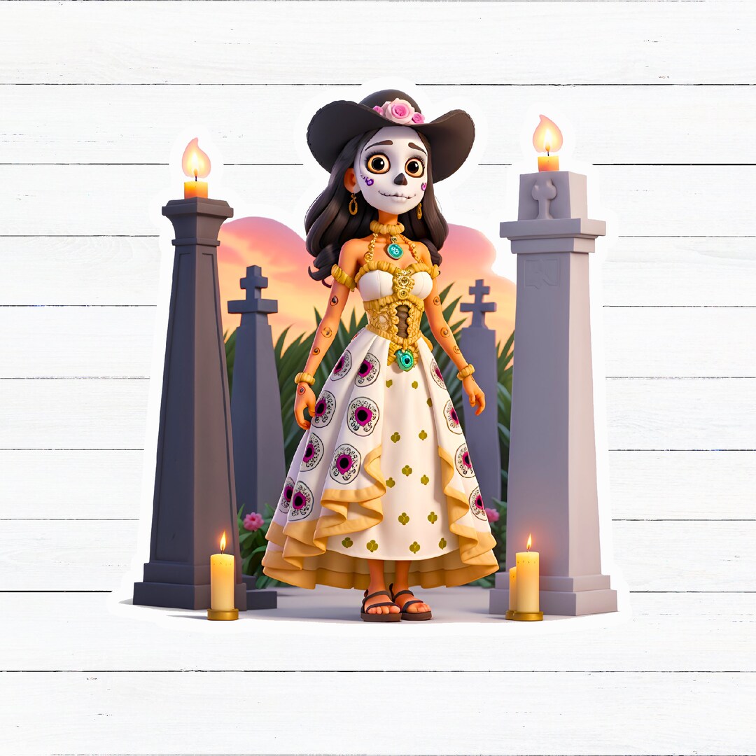 Dia De Los Muertos Spirit Sugar Skull Woman Sticker-woman Sticker ...