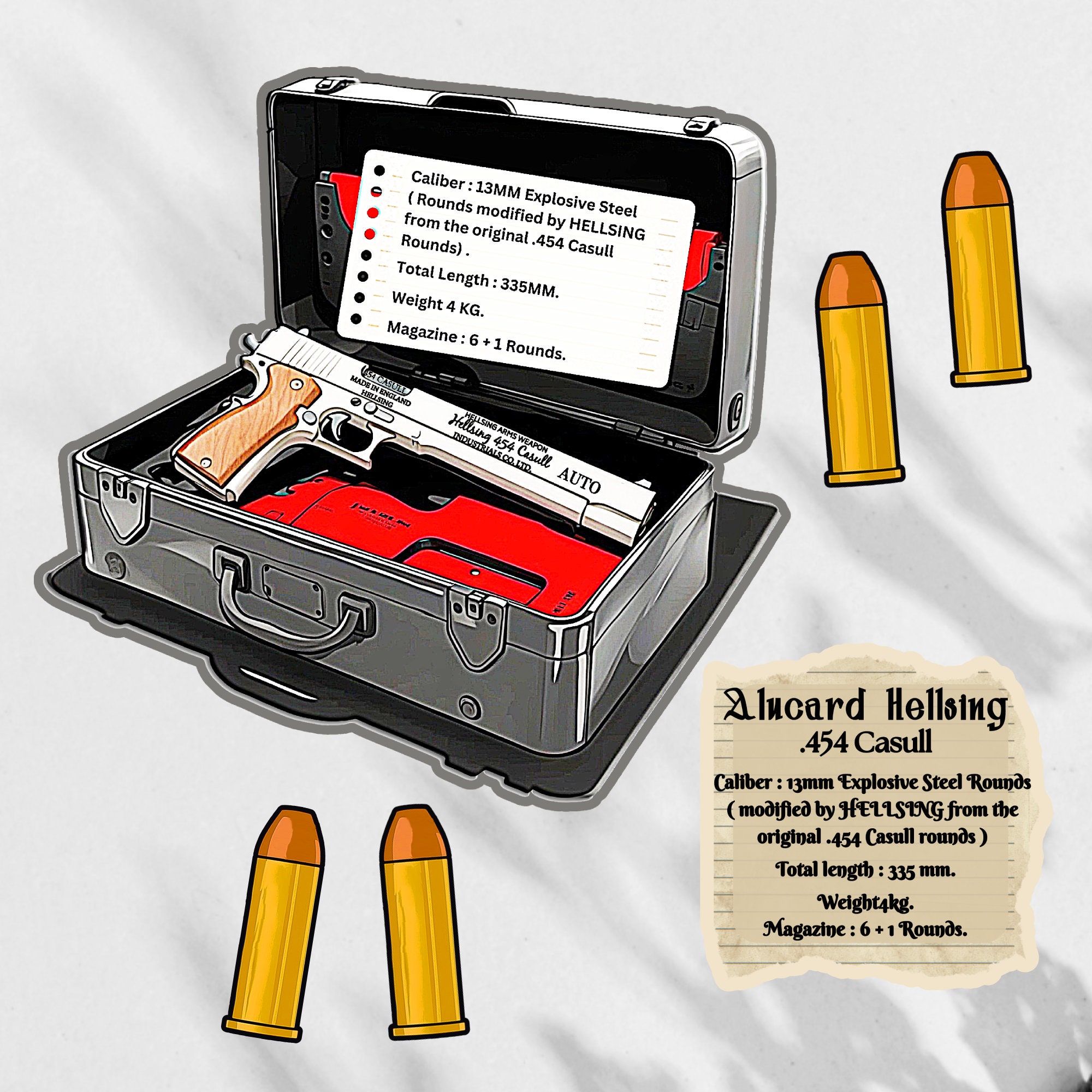 Hellsing Anime Inspiredsticker Pack Alucard's Casull Gun Case With ...