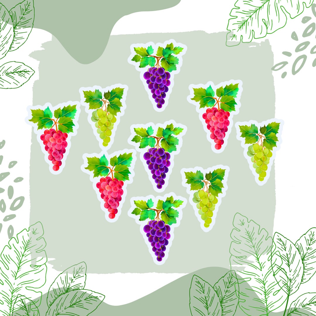 Grapetastic Variety: 10 Mini Grape Cluster Stickers in Red, Purple, and ...