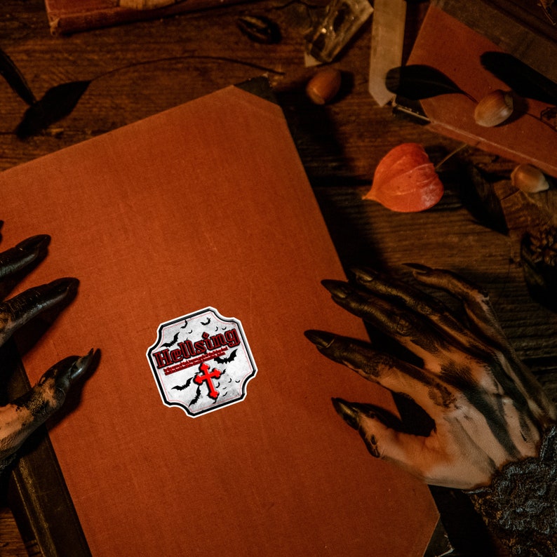 Hellsing Logo Die-cut Sticker Red, Black, White, Bats, Cross, Gothic ...