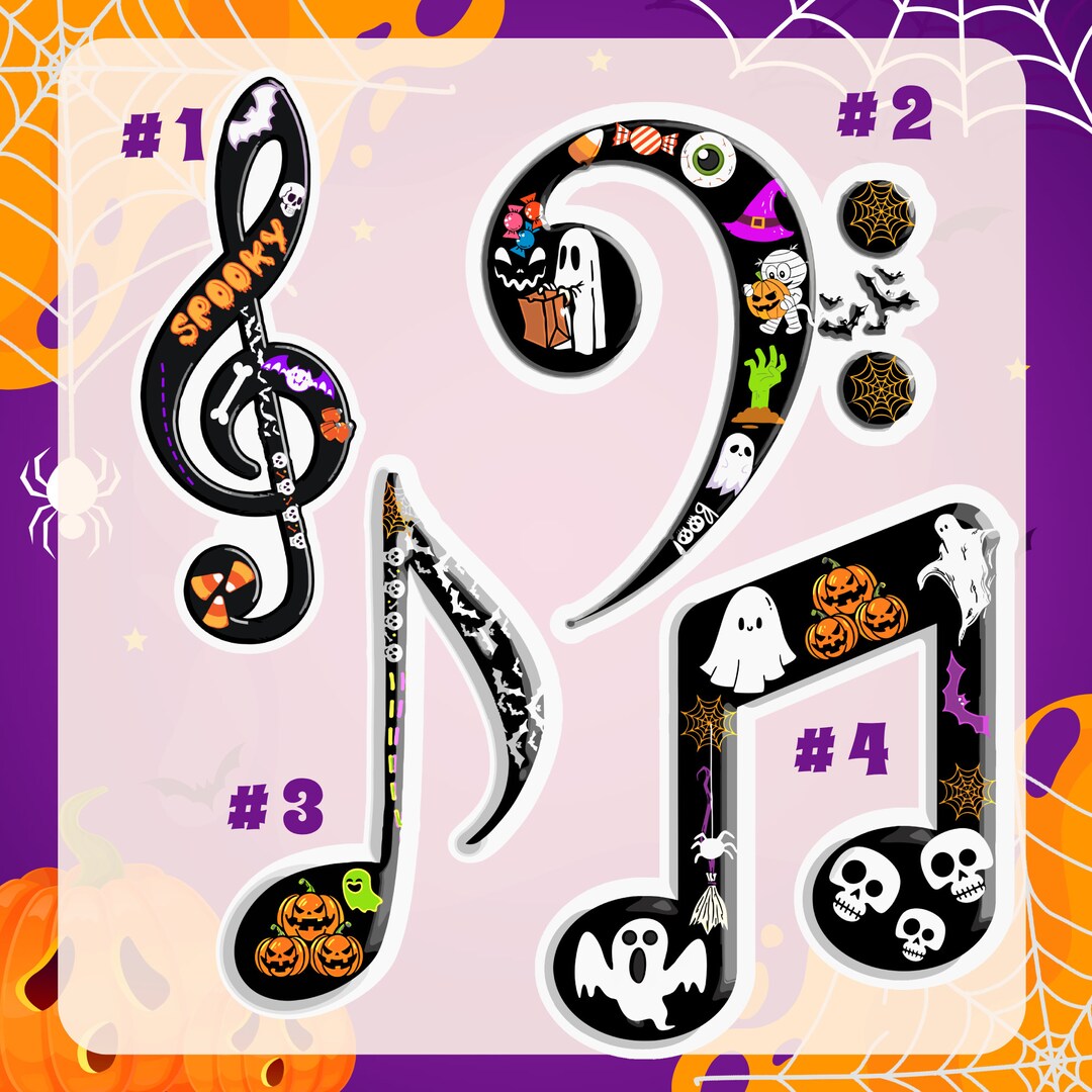 Spooky Halloween Musical Notes Stickers 4 Designs to Choose From ...