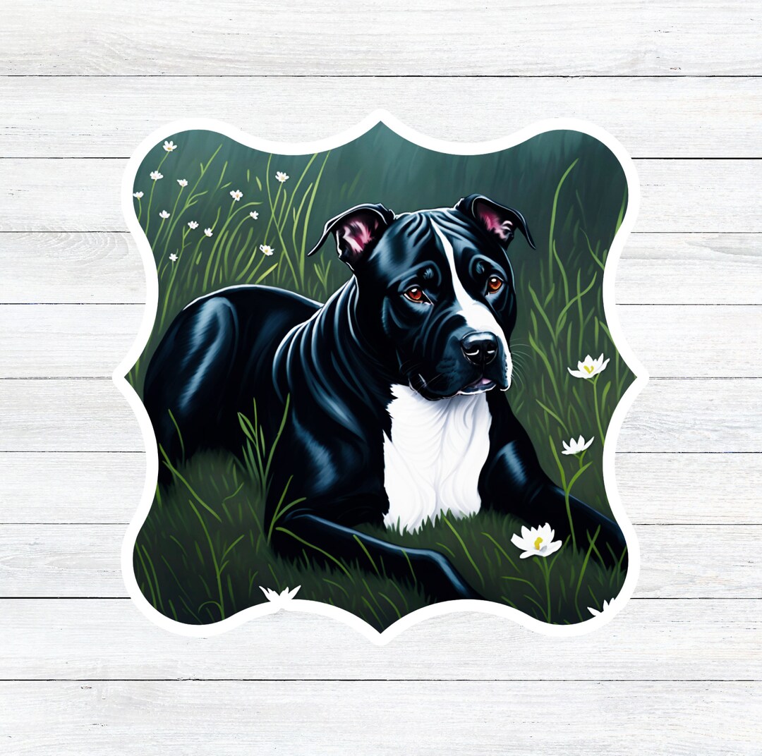 Black Pitbull Sticker - Black Dog Decal | Cute Animal | Pet Lover Gift ...