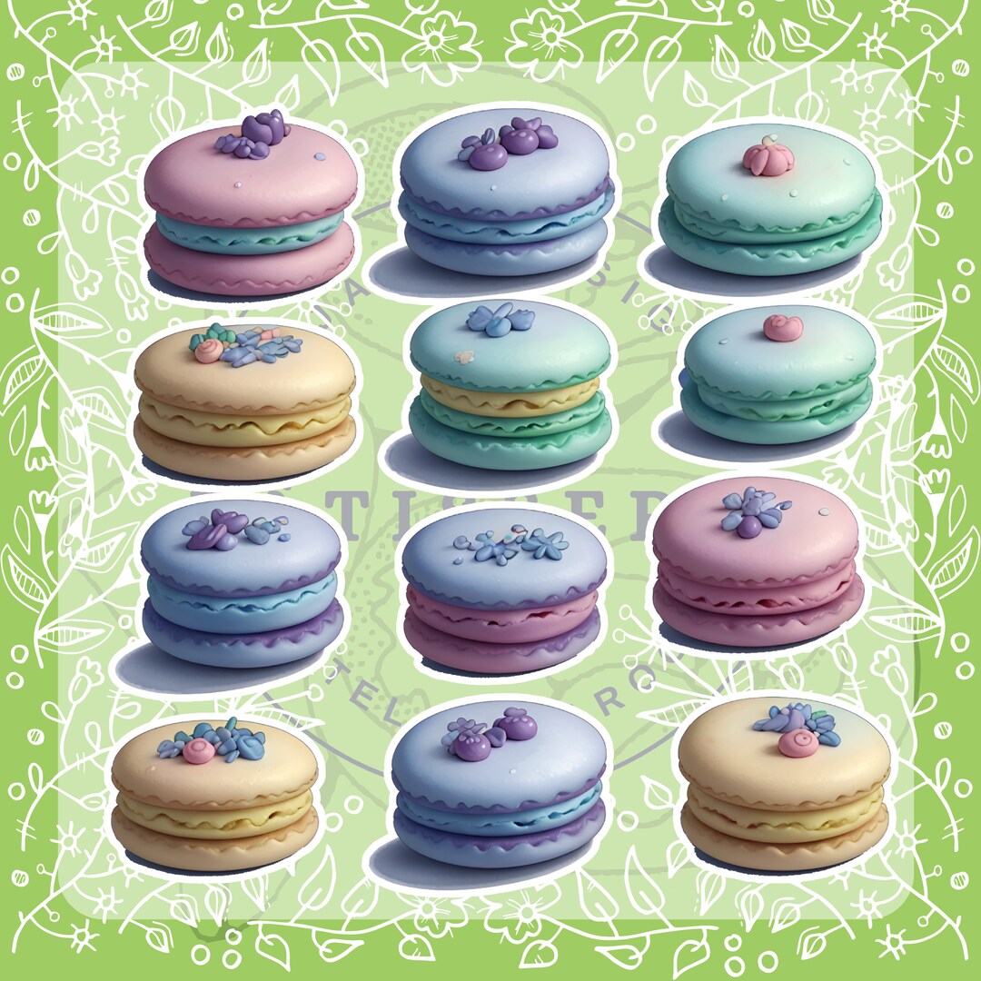 Pastel Macaroon Sticker, Die-cut - 12 Macaroons, Sweet Decal, Delicate ...