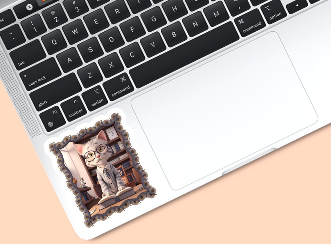 Smarty Cat Tales: Tabby Cat Reading Book Sticker With Bookshelf Wall ...