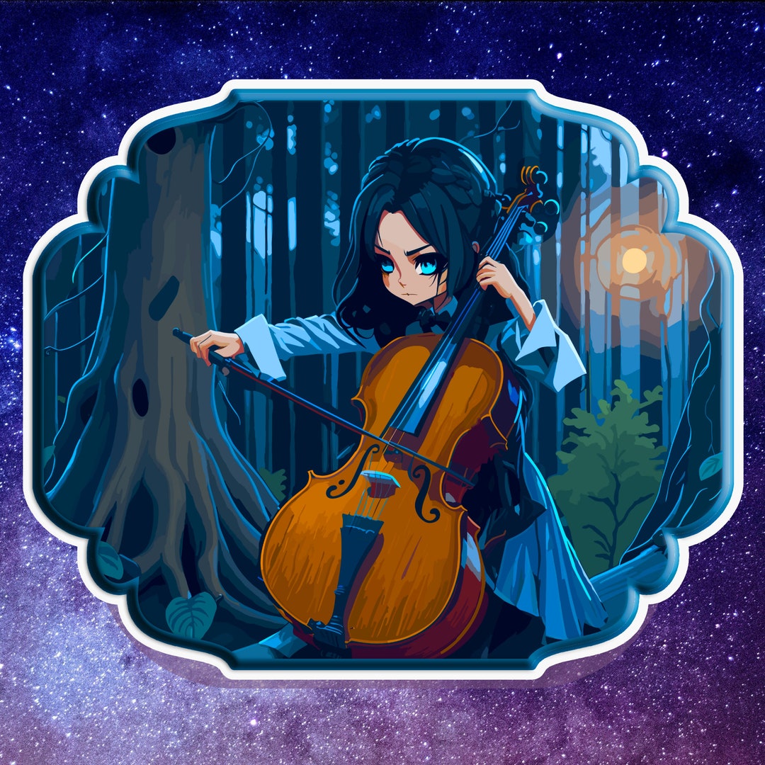 Chibi Girl Cello Sticker!- Moonlight Forest Art, Cute Kawaii Music ...