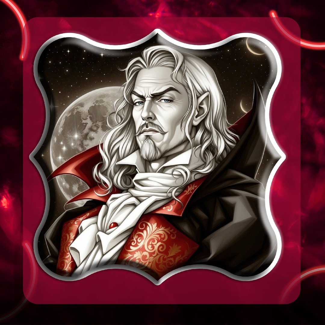 Castlevania Dracula Detailed Sticker - Gothic Anime Art Decal With Moon ...