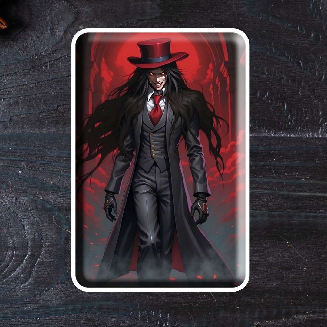 Hellsing Alucard Die-cut Sticker Anime Art , Glowing Eyes, and Red Moon ...