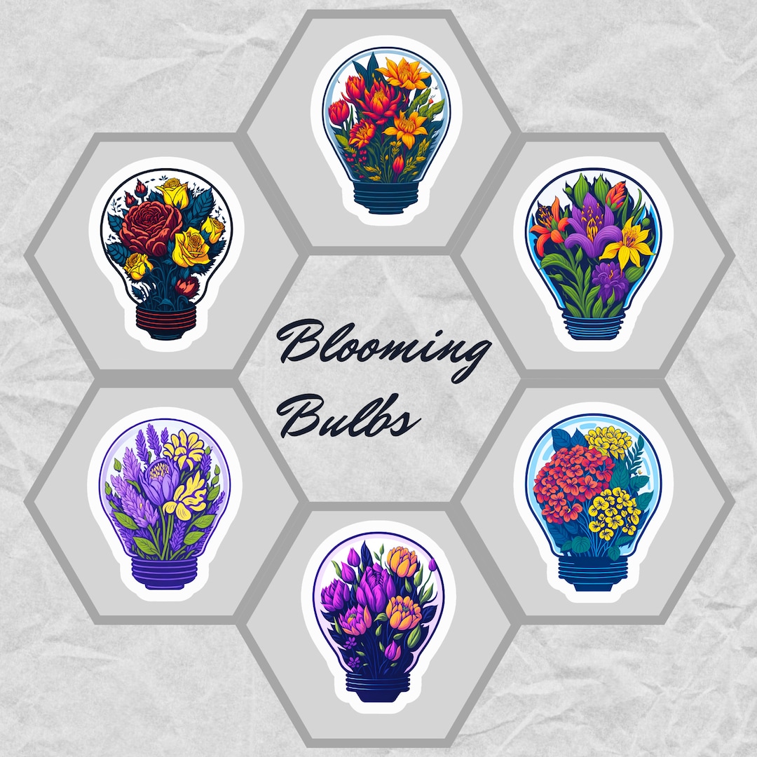 Light Bulb Sticker Pack Artful Stickers Unique Stickers Floral Stickers ...