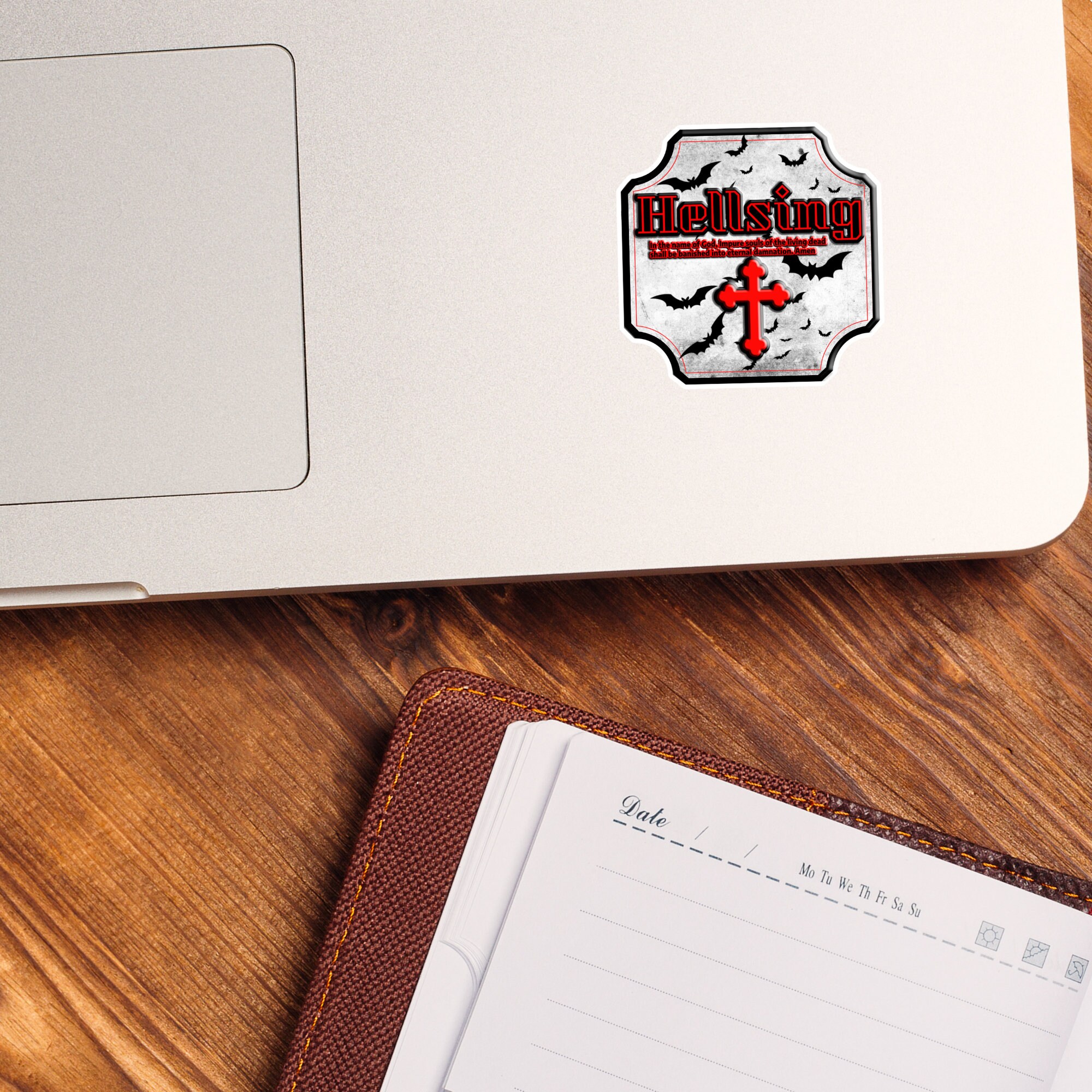 Hellsing Logo Die-cut Sticker Red, Black, White, Bats, Cross, Gothic ...