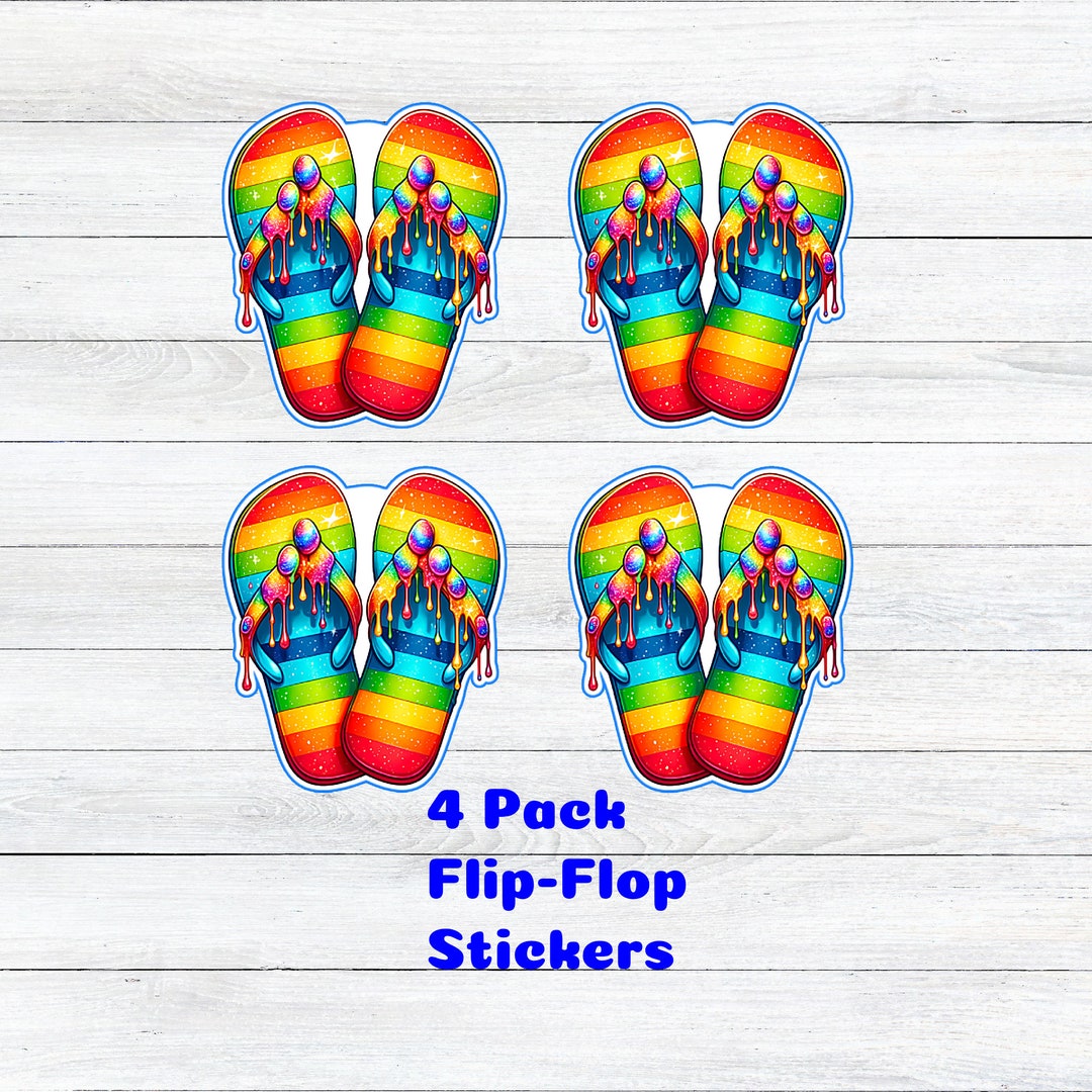 Die-cut Sticker Pack of Rainbow Mini Flip Flops Cute Summer Beach ...