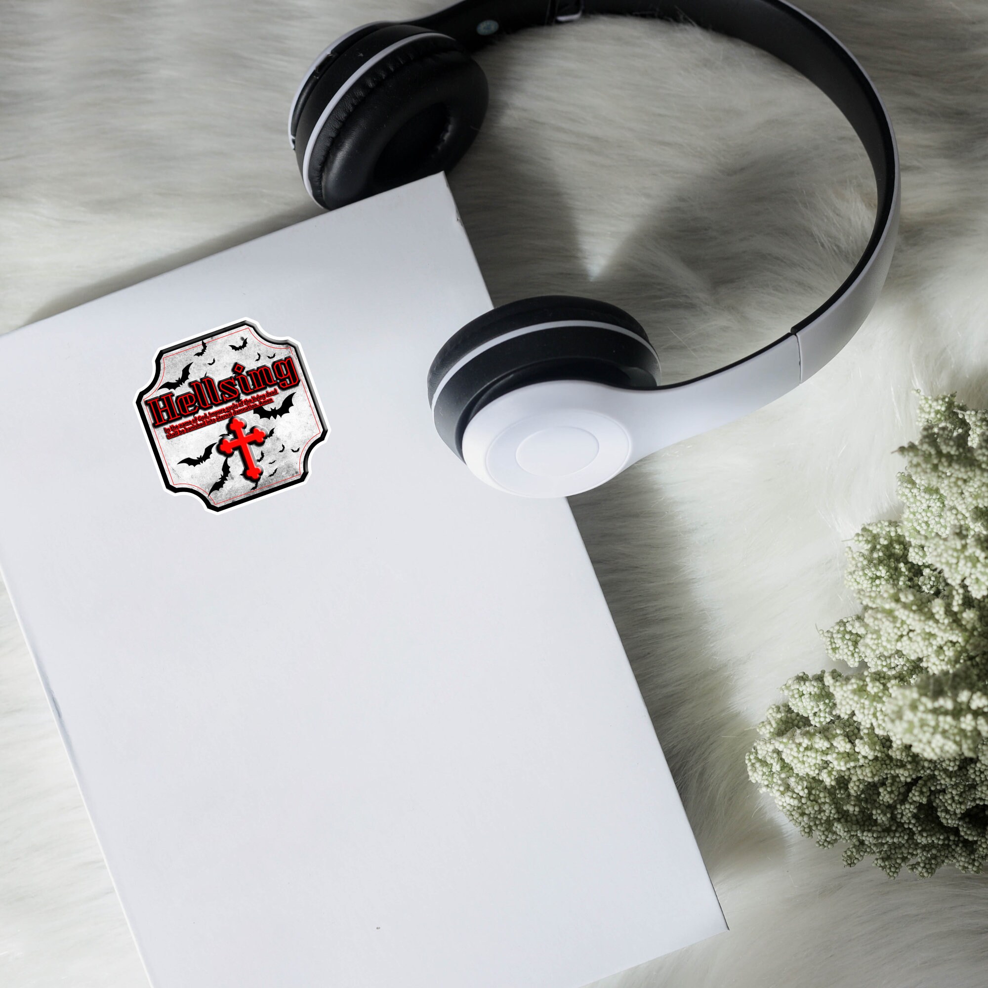 Hellsing Logo Die-cut Sticker Red, Black, White, Bats, Cross, Gothic ...