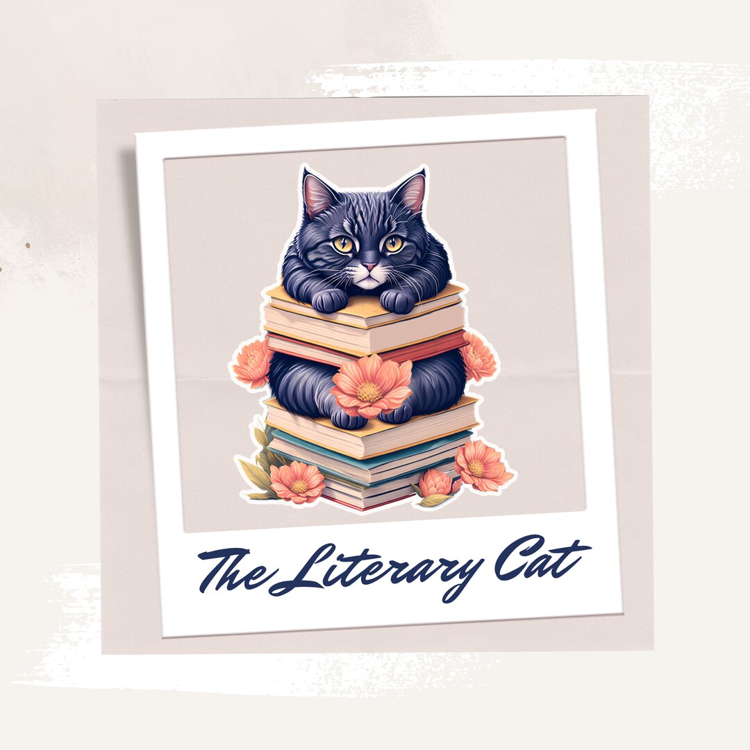 Kitten With Books Sticker Kawaii Die-cut Sticker Tabby Cat Sticker Cat ...